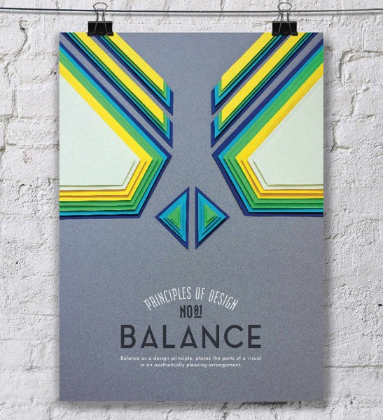 Principios del diseño gráfico representados en posters