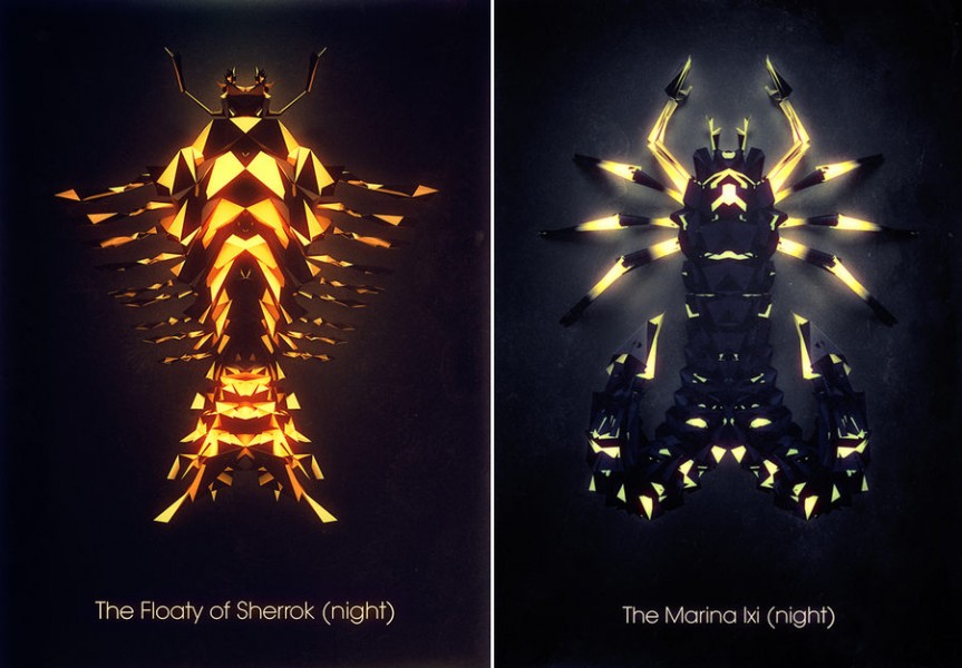 Pósters minimalistas y varios carteles de insectos imaginarios