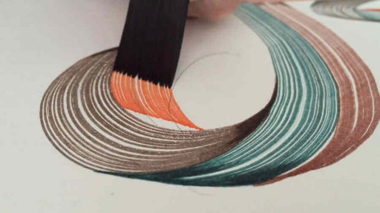 Trabajo caligráfico con efecto de 3D, hecho con una brocha