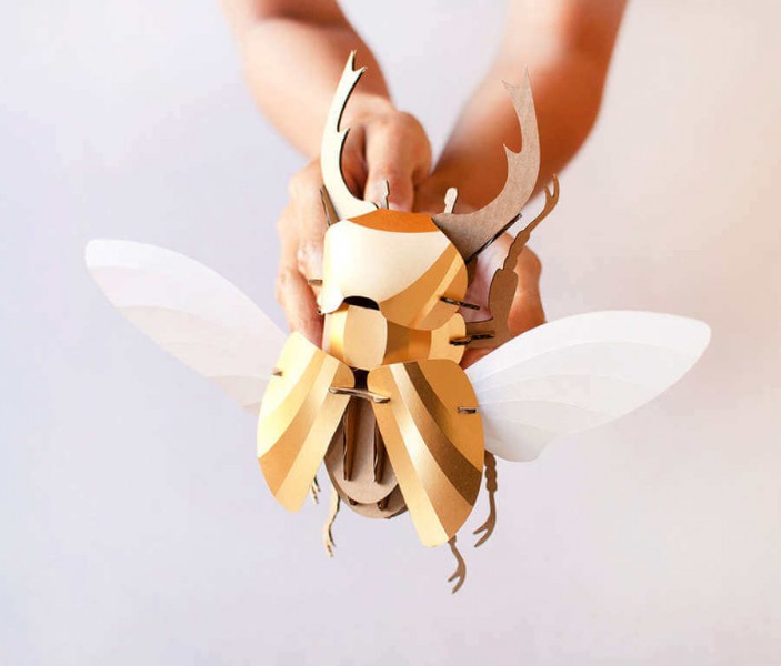 Insectos de papel para armar, siguiendo simples instrucciones