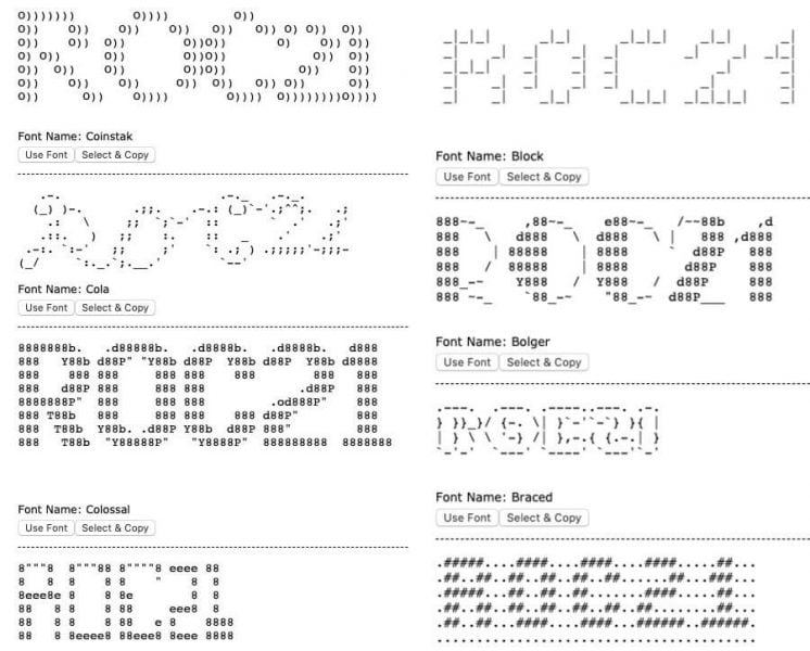 Cientos de diseños en este generador de texto a ASCII Art