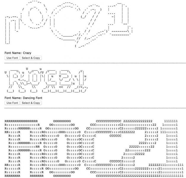 Cientos de diseños en este generador de texto a ASCII Art